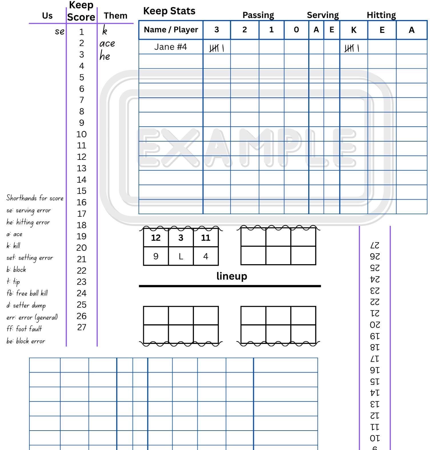 Volleyball Stat Tracker | Editable Canva Template for Coaches - Etsy
