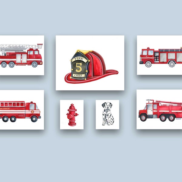 Firetruck Art - Etsy