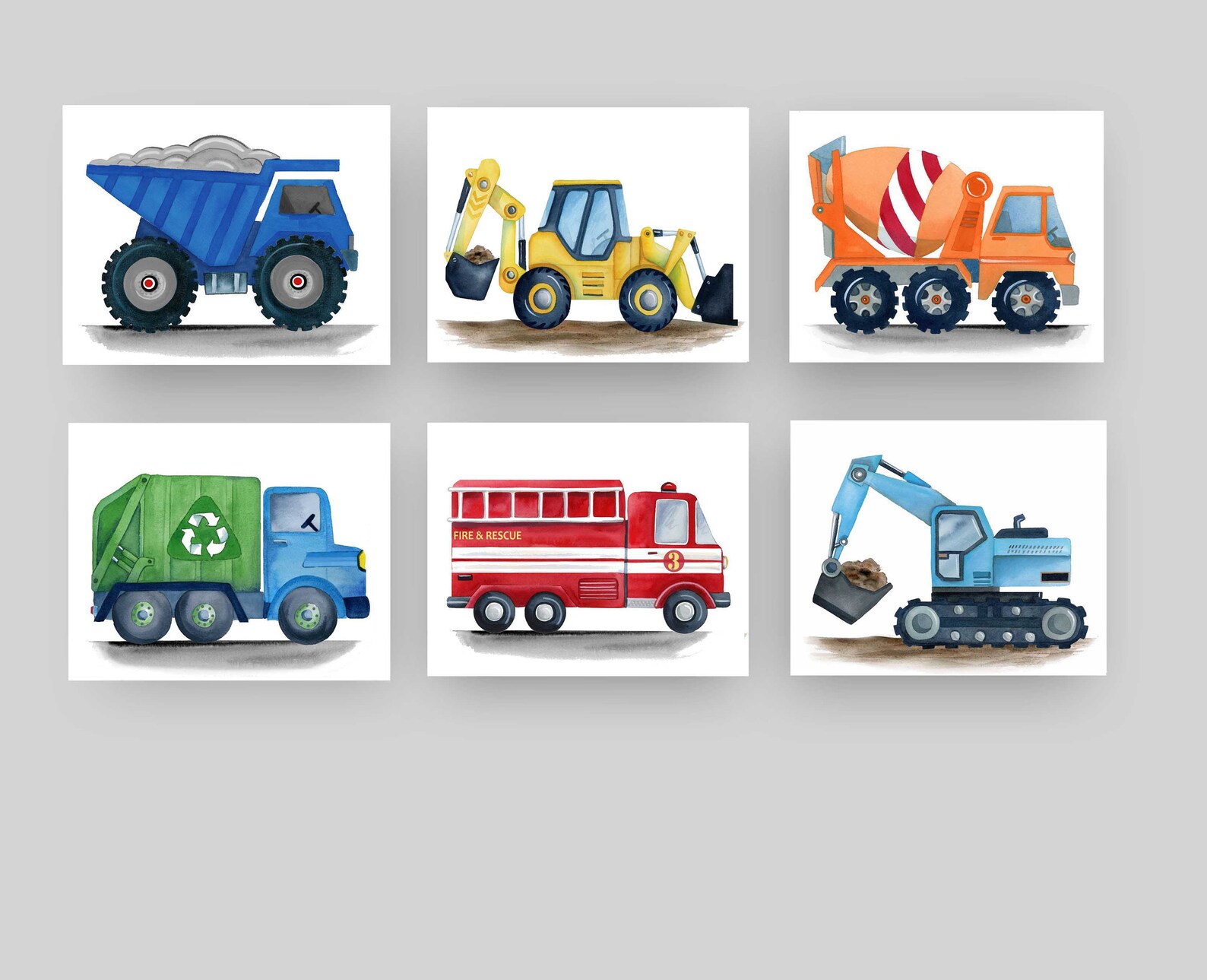 Construction Truck Wall Decor, Construction Art Prints for Boy ...