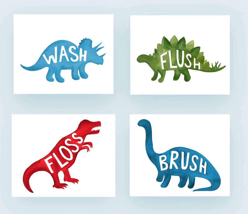 Dinosaur Wall Art Decor for Boy Bathroom Your Zone Dinosaur - Etsy
