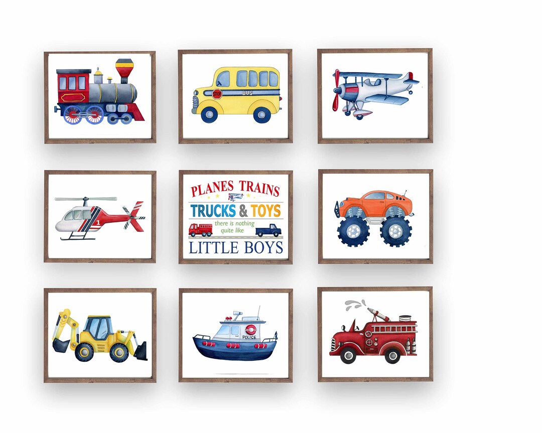 Transportation Watercolor Art Prints: Boy Nursery Decor - Etsy