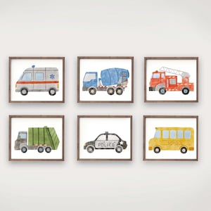 Transportation Nursery Art Prints, Car Truck Vehicle Theme, Boy Bedroom ...