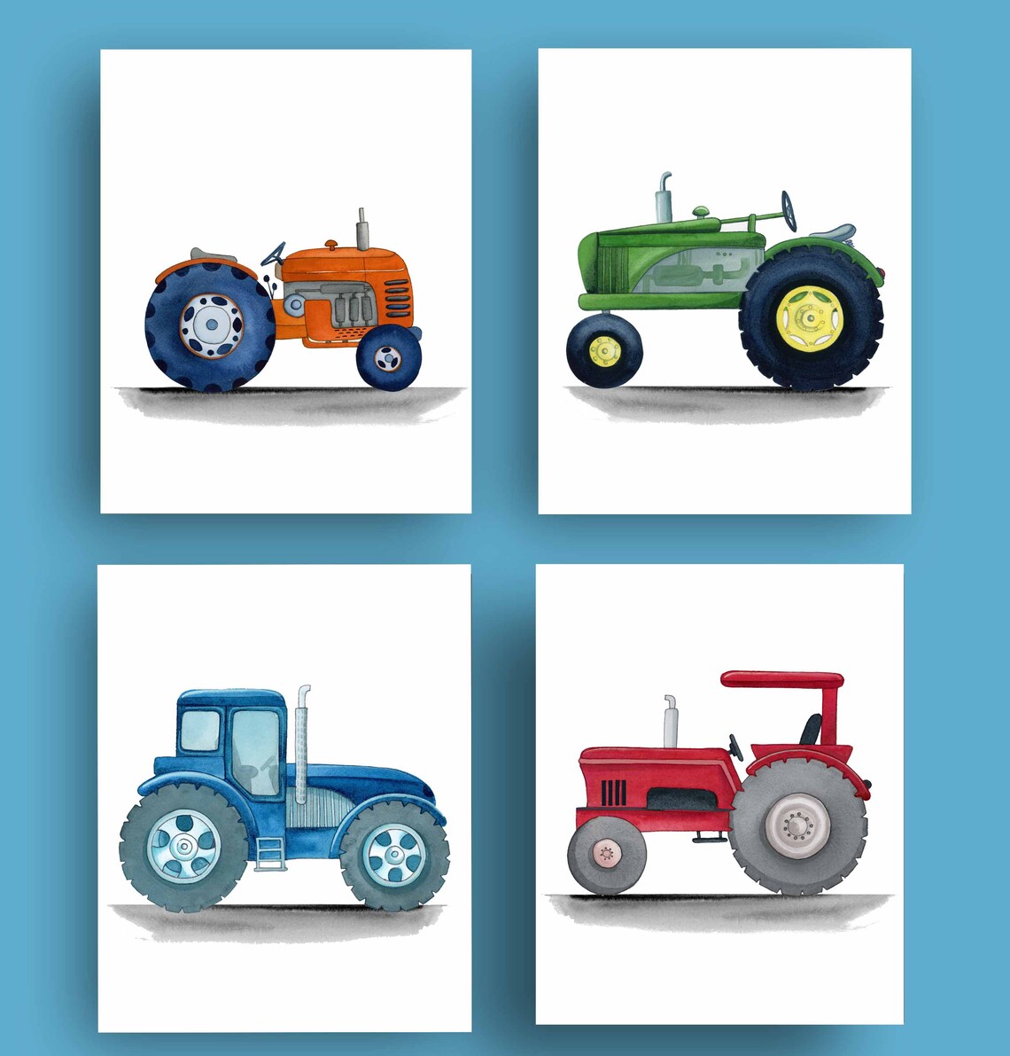 Tractor Wall Art Decor Original Watercolor Tractor Prints for - Etsy