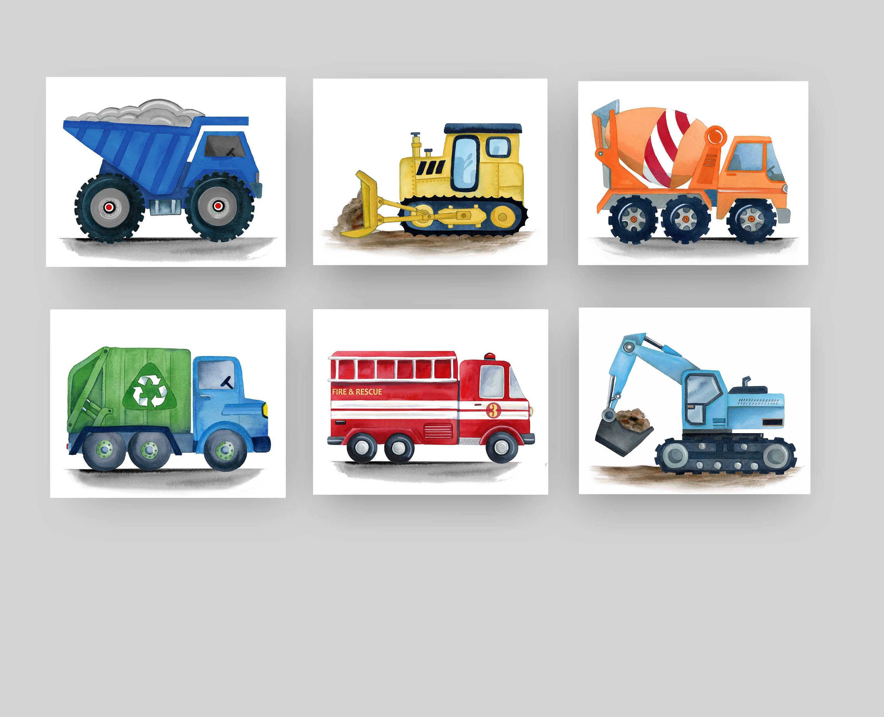 Construction Truck Wall Decor, Construction Art Prints for Boy ...