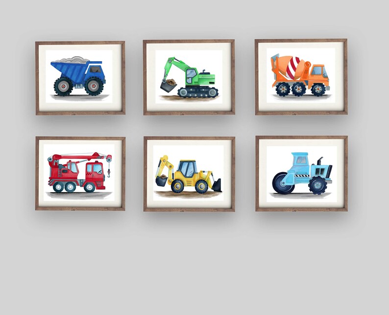 Construction Truck Wall Decor, Construction Art Prints for Boy ...