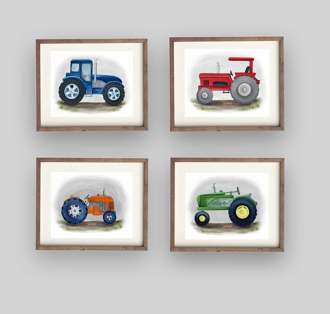 Tractor Wall Art Decor, Tractor Art Prints for Boy Nursery or Bedroom ...
