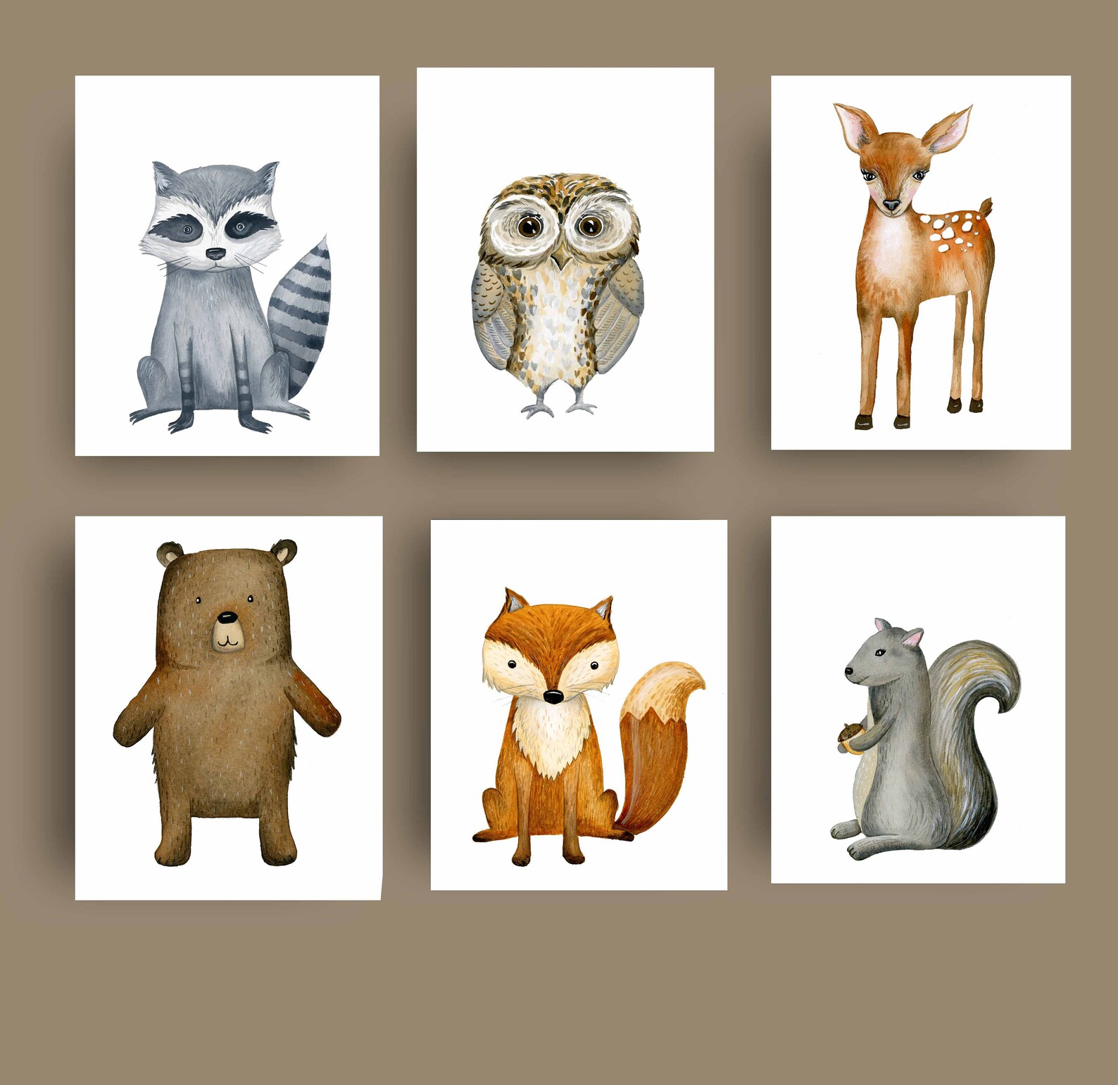 Woodland animal wall art décor animal art prints for nursery | Etsy