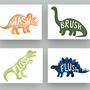 Dinosaur Wall Art Decor for Boy Bathroom, Kids Mod Dinosaur Bathroom ...