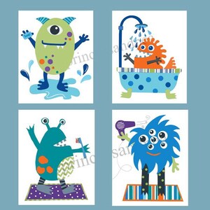Monster Bathroom Art Decor for Kids Bathroom Monster Art - Etsy