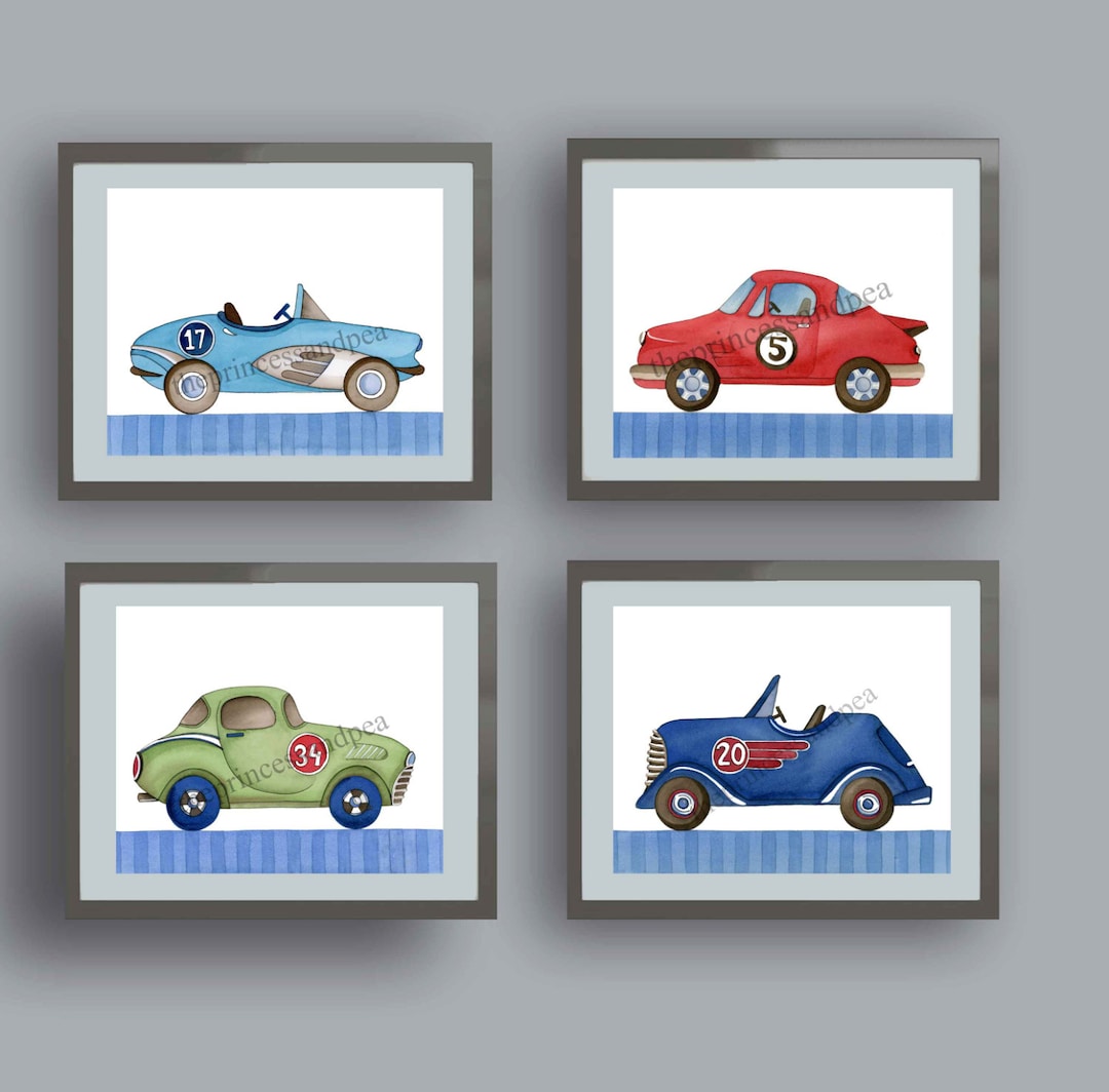 Vintage Race Car Art Race Car Art Prints Race Car Bedroom - Etsy