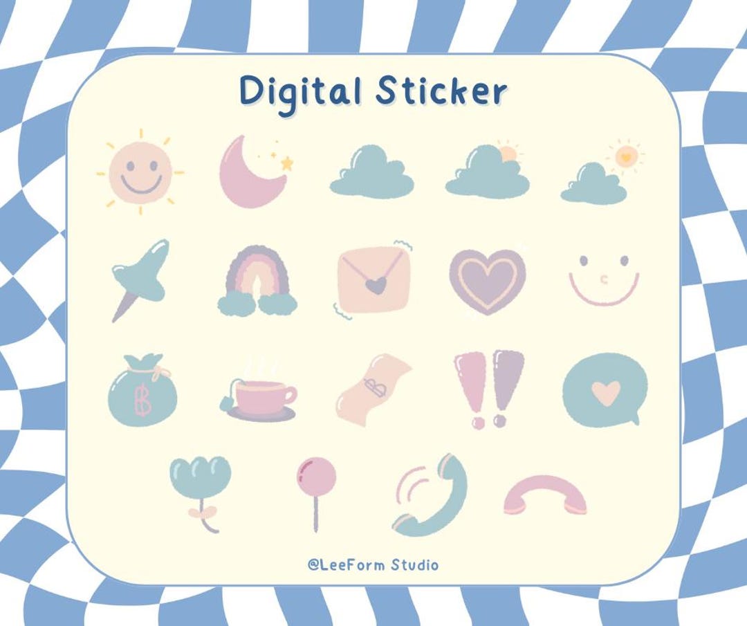 Cute Pastel Digital Stickers for Planner – Goodnotes, PNG, Kawaii ...