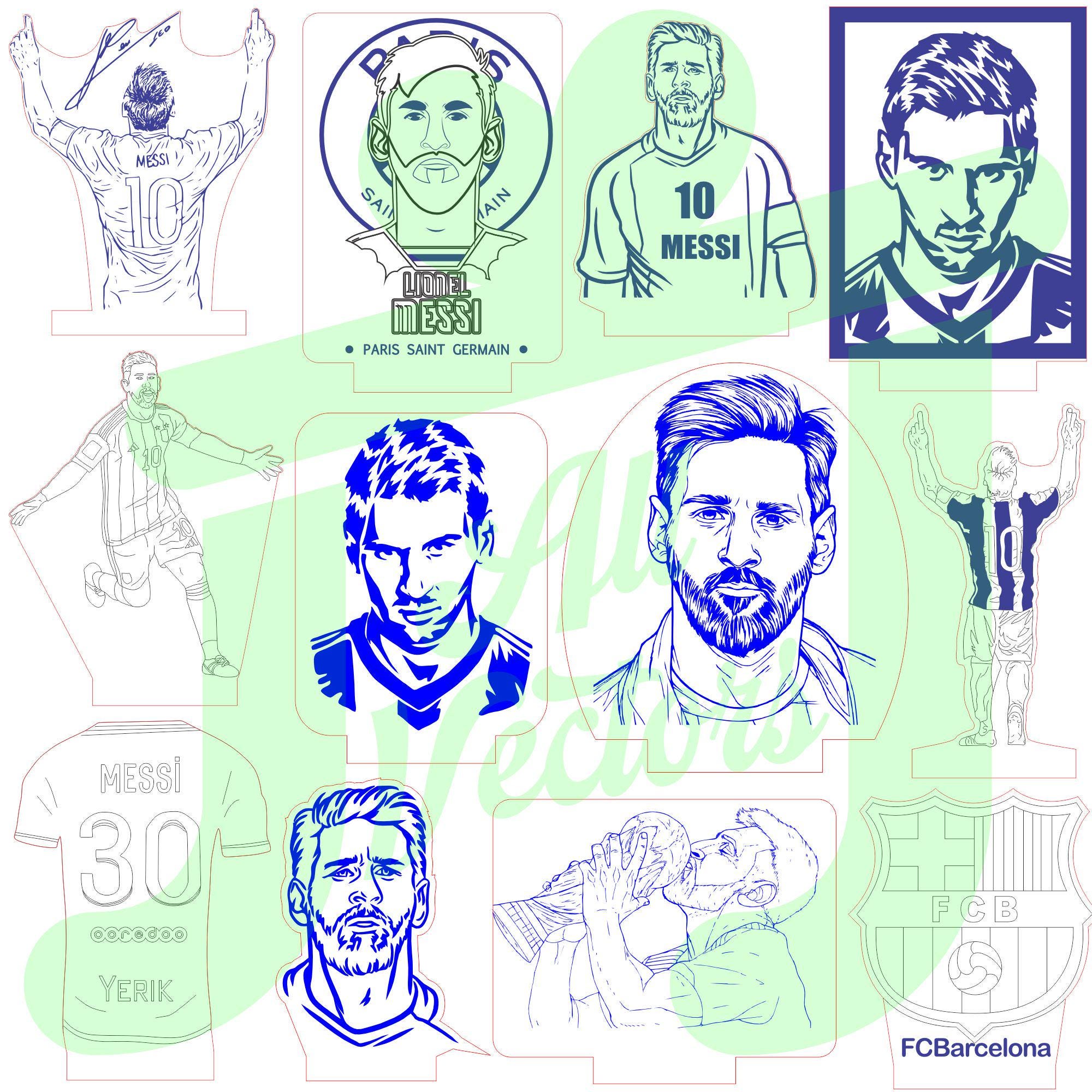 Bundle Pack 30 design diseño Messi Barcelona Miami Futbol Soccer laser ...