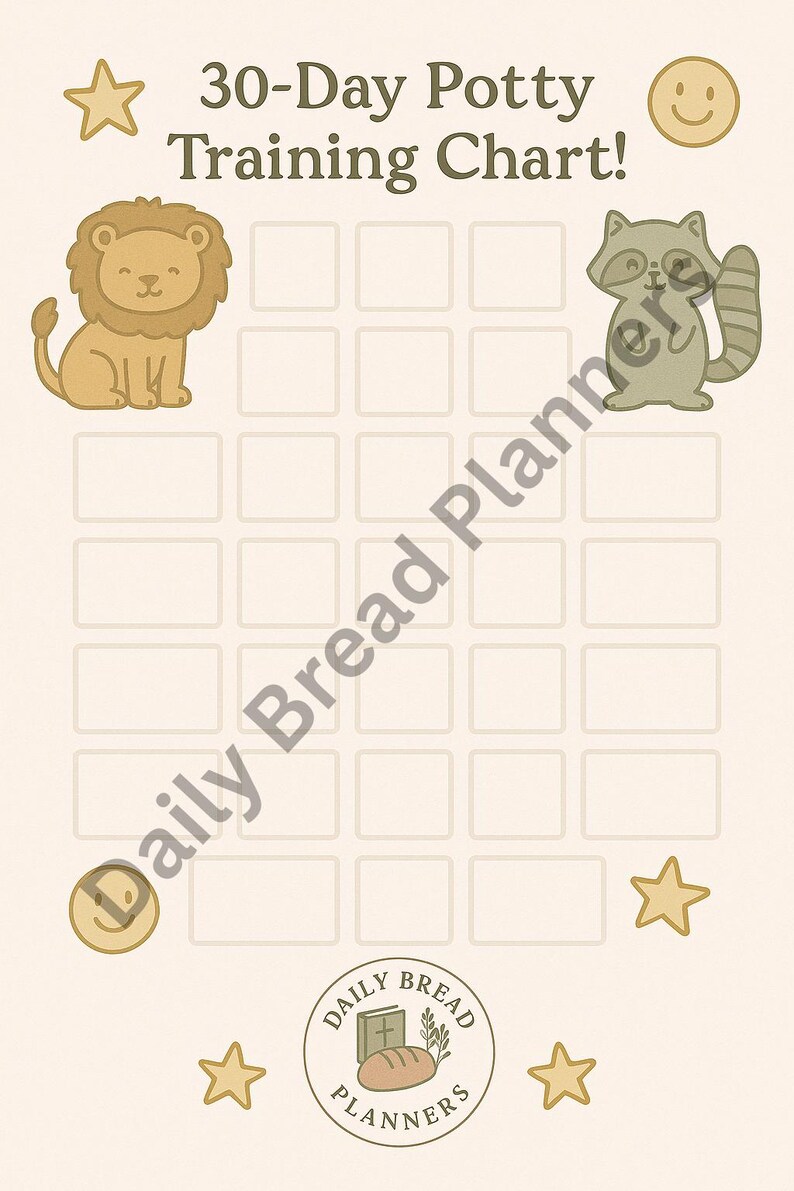 30-day Potty Training Chart for Kids | Printable Toddler Reward Tracker ...