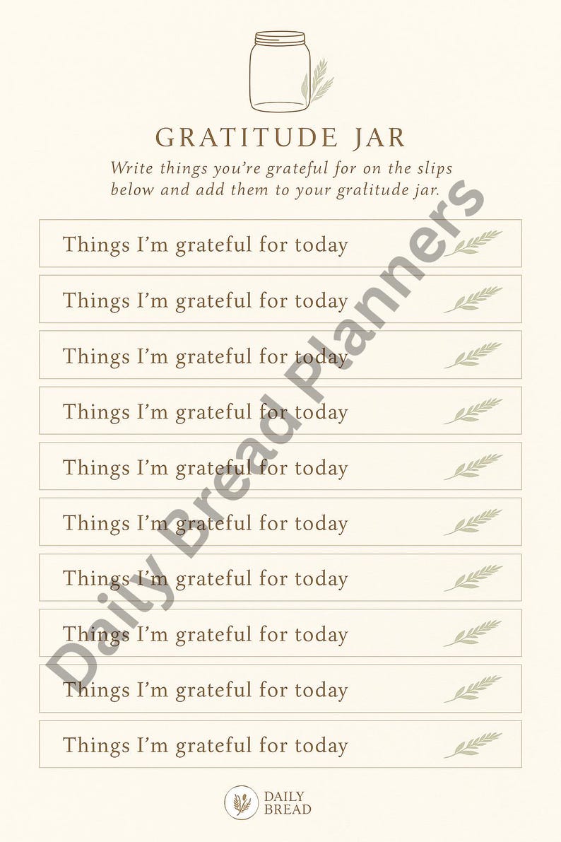 Printable Gratitude Jar Kit - Daily Gratitude Jar Instructions & Slips ...