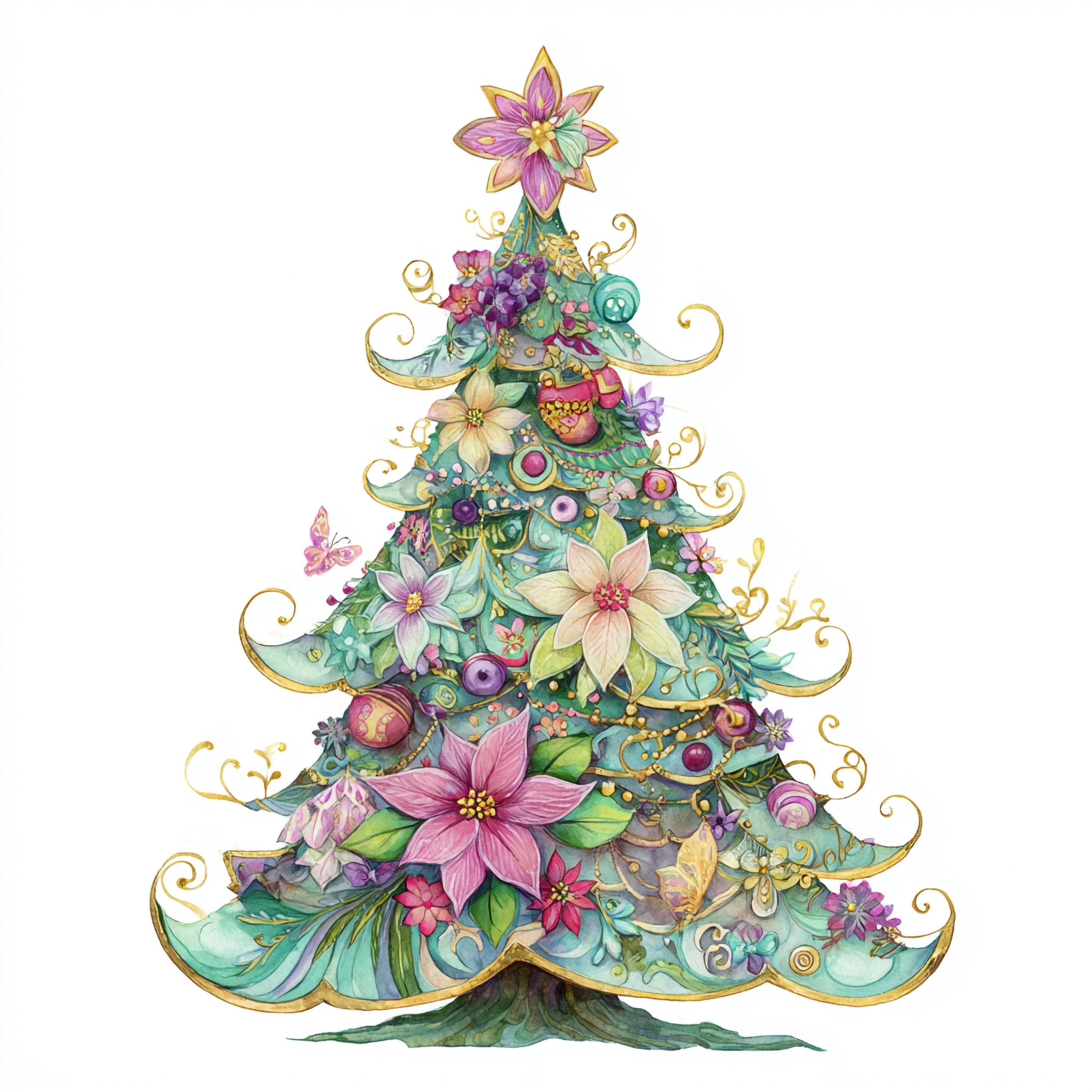 Pastel Christmas Tree Clip Art 10 High Res Jpgs Scrapbooking, Junk ...