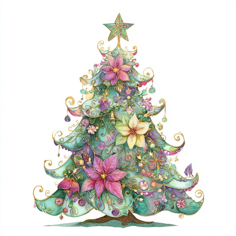 Pastel Christmas Tree Clip Art 10 High Res Jpgs Scrapbooking, Junk ...
