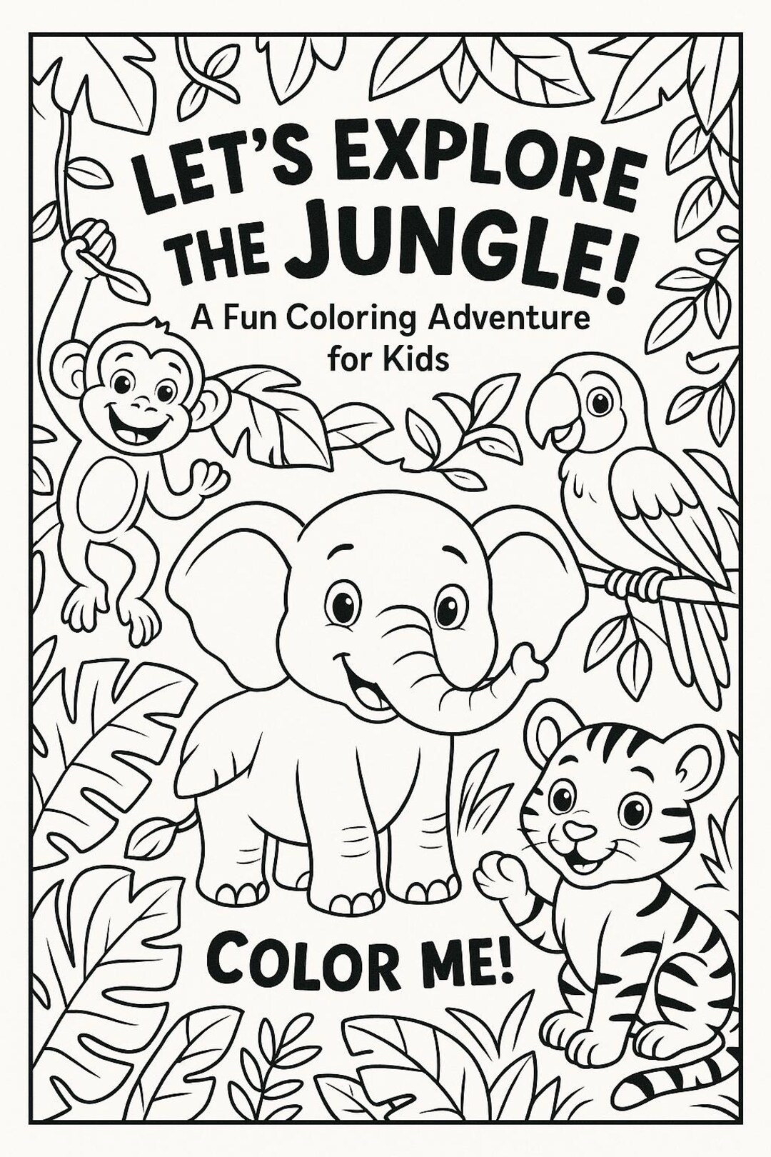 Jungle Animals Coloring Book for Kids – 14 Printable Pages | Digital ...