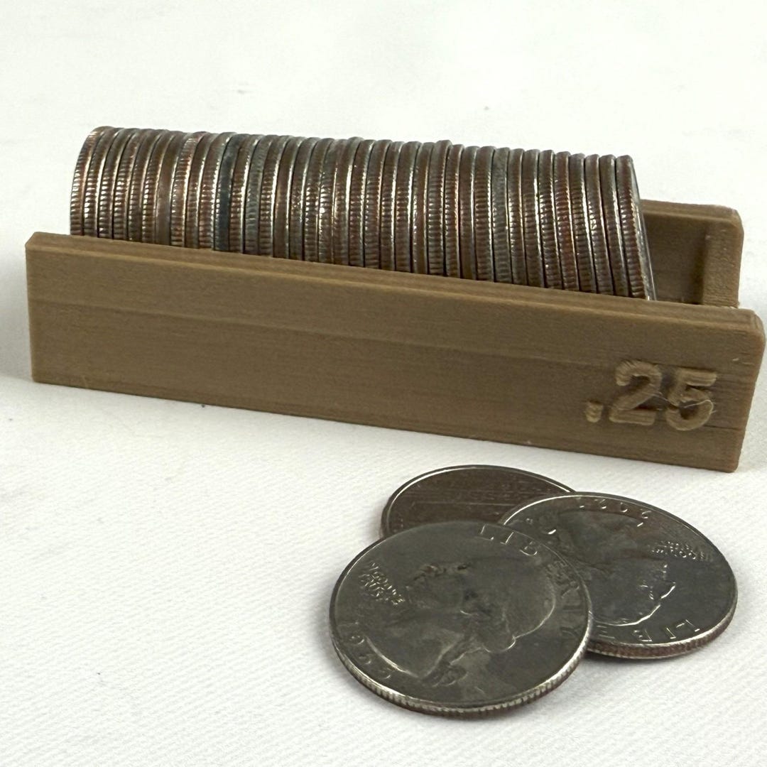 Quarter Sorting Tray and Holder Coin Natural Wood Color W Denomination ...