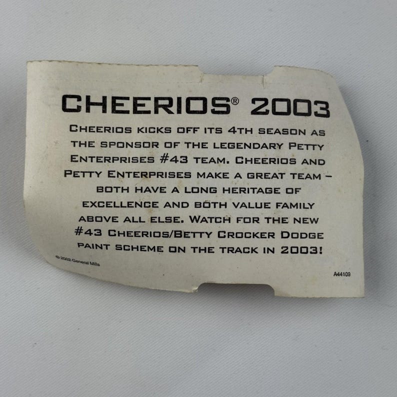 2003 Cheerios #43 NASCAR Diecast – Petty Enterprises General Mills ...