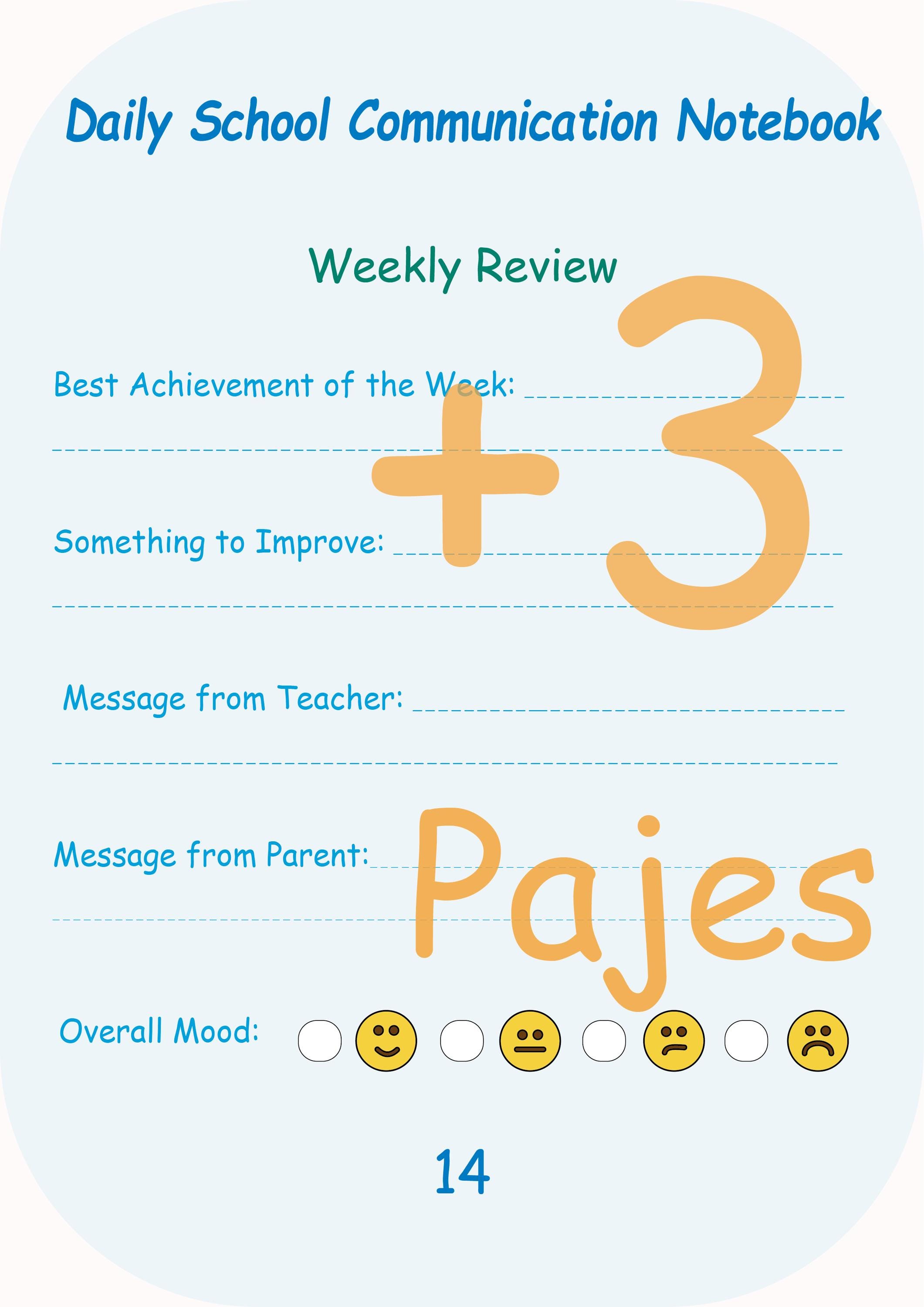 Printable School Communication Notebook - 20 Pajes PDF for Parents ...