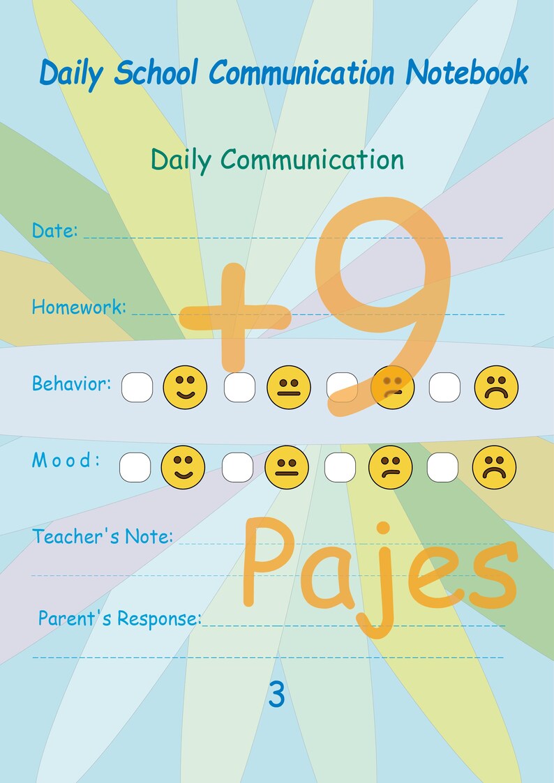 Printable School Communication Notebook - 20 Pajes PDF for Parents ...