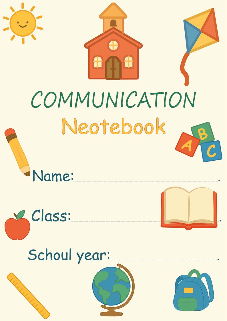 Printable School Communication Notebook - 20 Pajes PDF for Parents ...