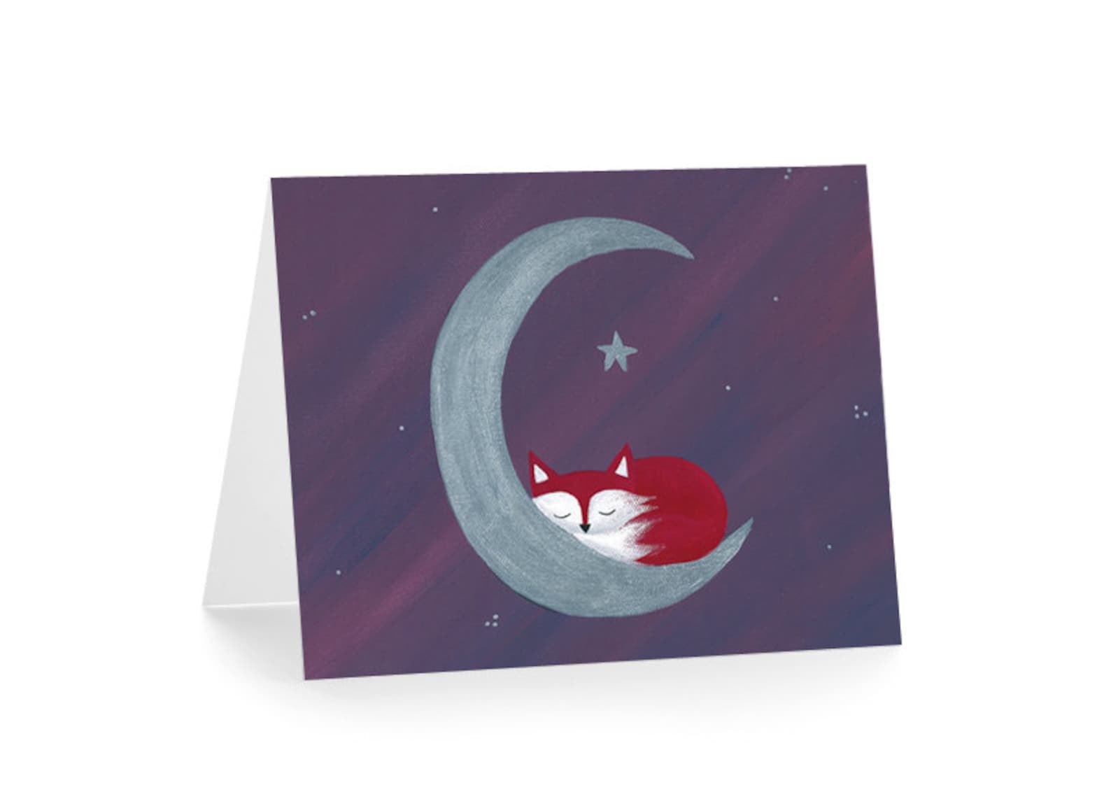 Cute Fox Greeting Card Fox Moon and Stars Card Whimsical - Etsy