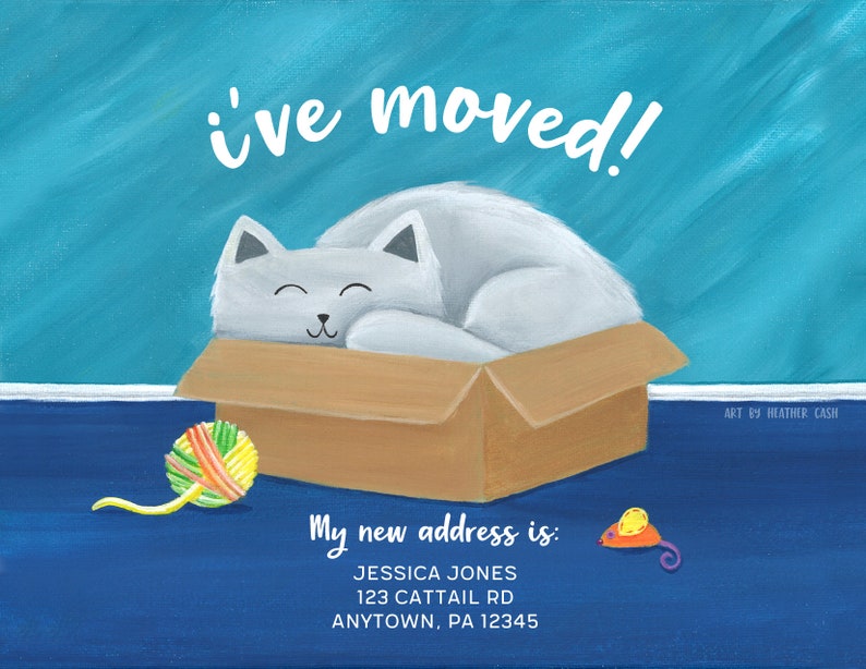 Cat Moving Announcement I've Moved Flat Card - Etsy