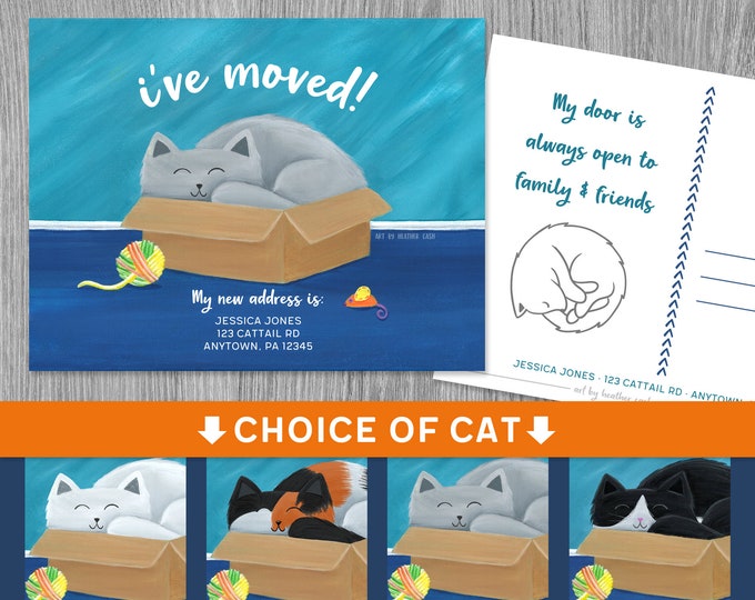 Cat Moving Announcement I've Moved Flat Card Customizable Cat - Etsy