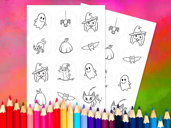 Color Your Own Halloween Sticker Sheet 24 1 Small | Etsy