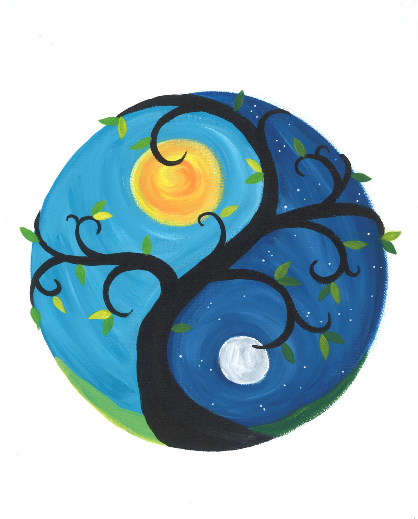 Yin Yang Tree Blank Greeting Card & Envelope - Etsy