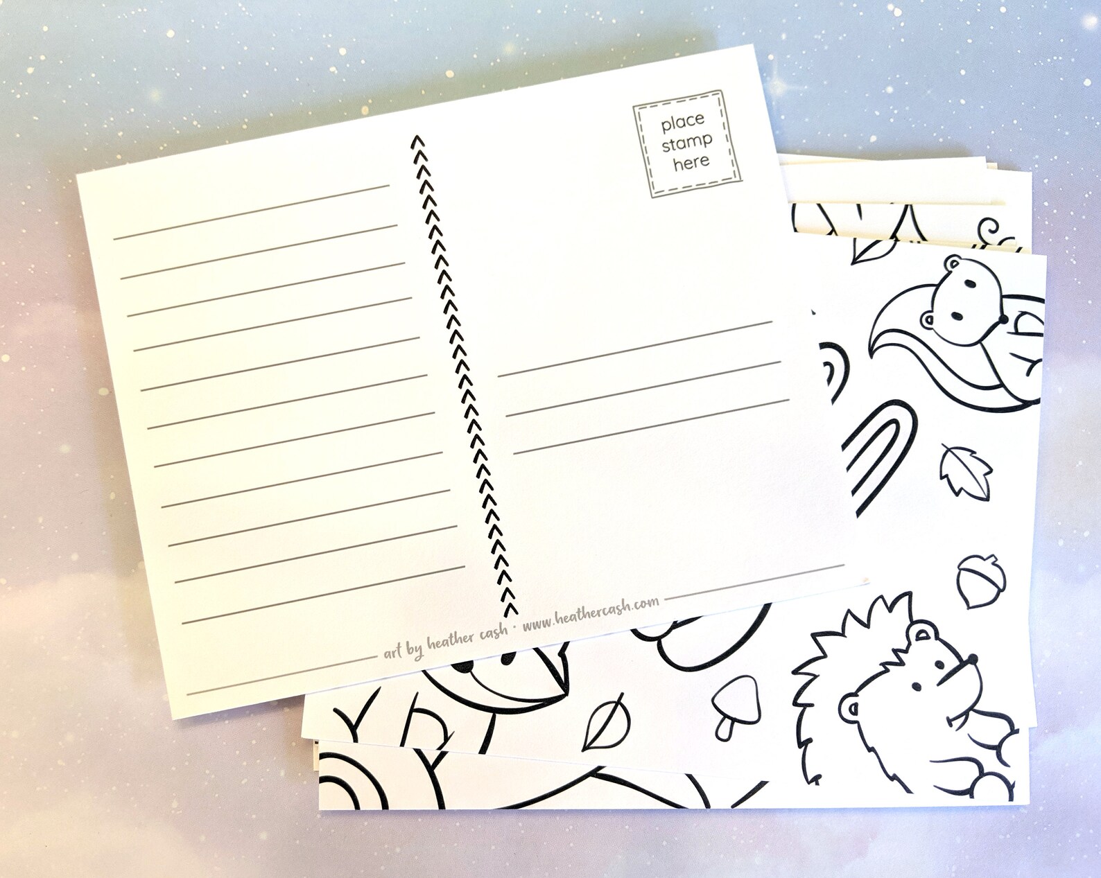 Color Your Own Postcards Set of 10 Cards to Color Kids - Etsy