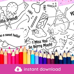 PRINTABLE Sweets & Treats Color Your Own Postcards Set of 10 - Etsy