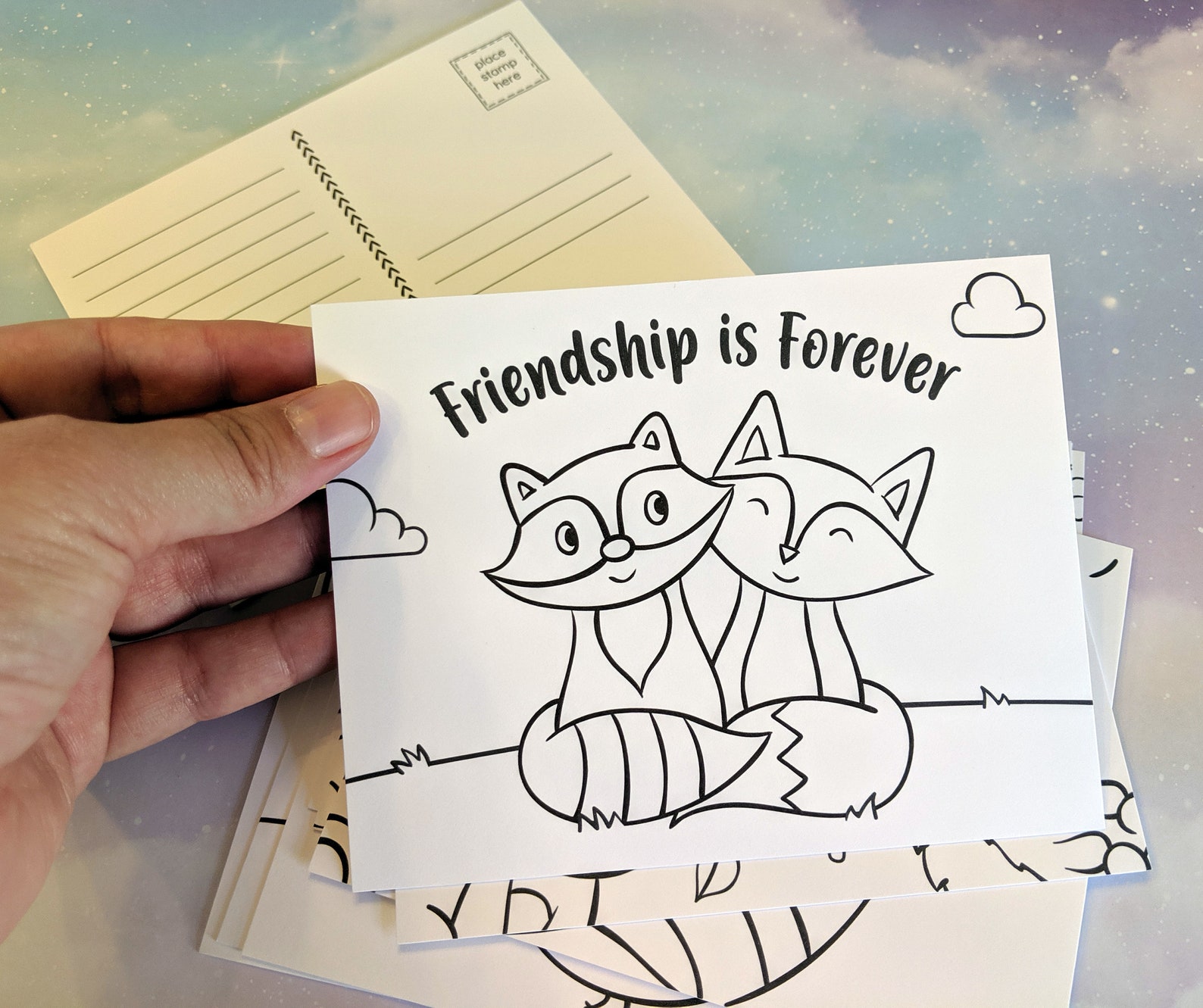 Color Your Own Postcards Set of 10 Cards to Color Kids - Etsy