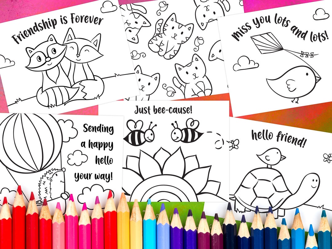 Color Your Own Postcards Set of 10 Cards to Color Kids - Etsy