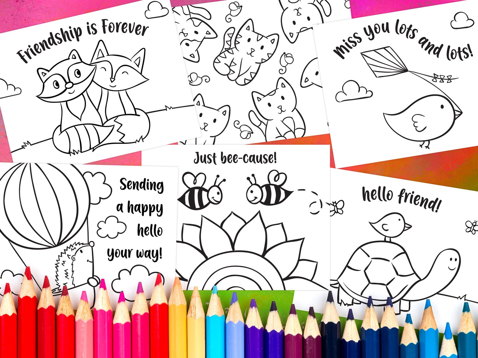 Color Your Own Postcards Set of 10 Cards to Color Kids - Etsy