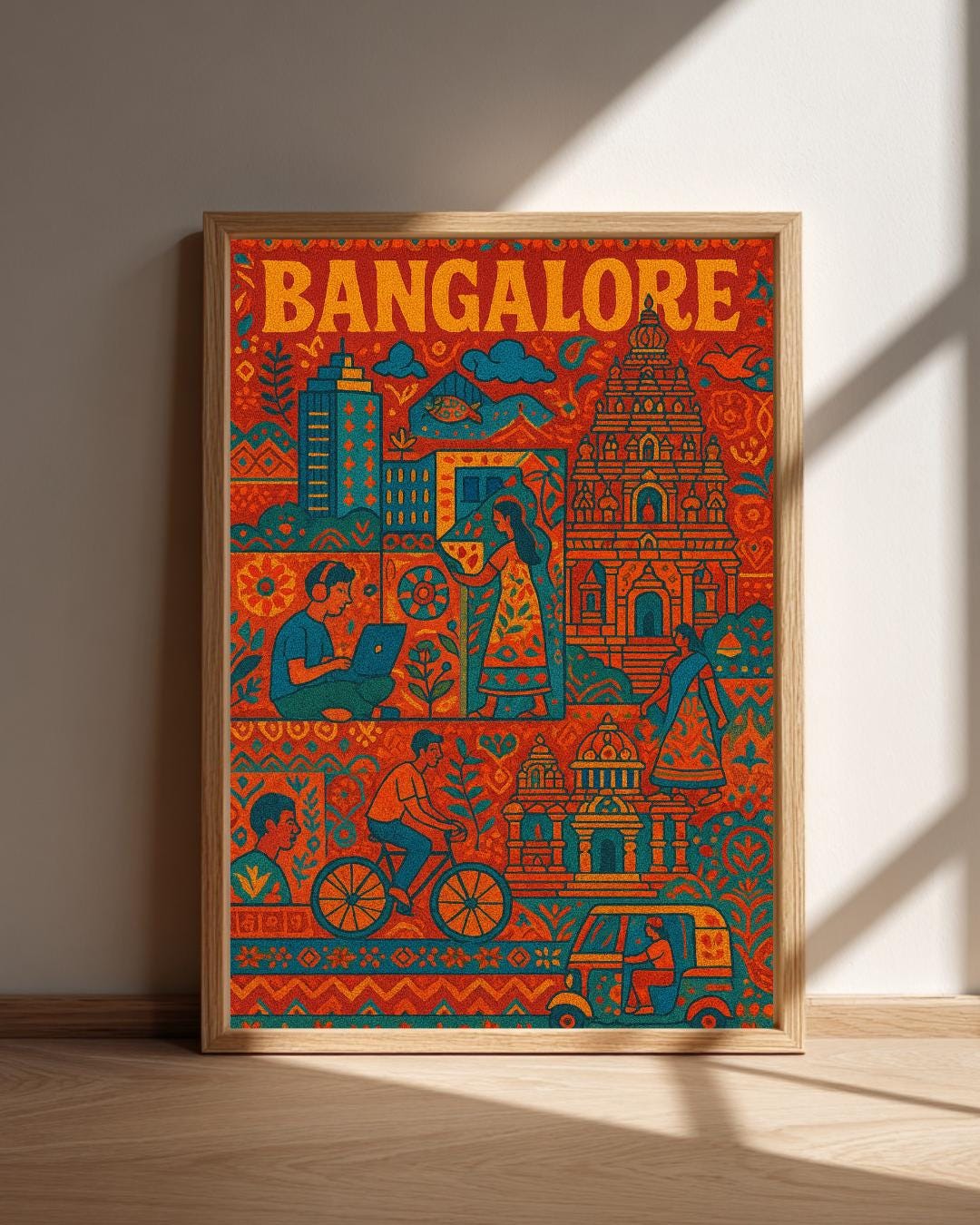 Bangalore Wall Art | India Travel Poster | Asian Style Print | Colorful ...