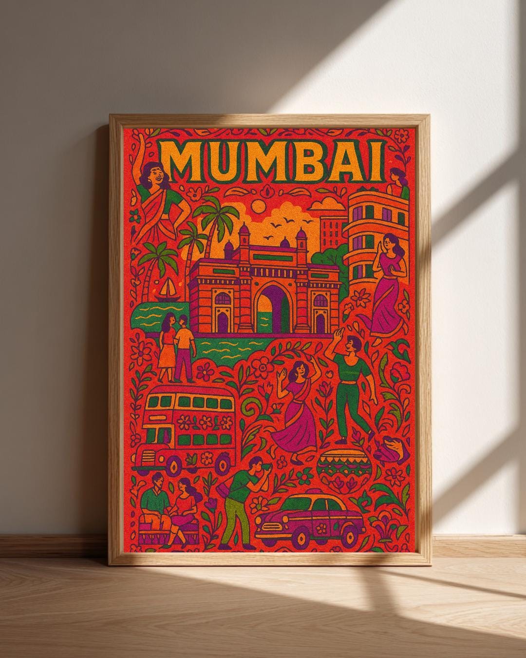 Mumbai Wall Art | India Travel Poster | Asian Style Print | Colorful ...
