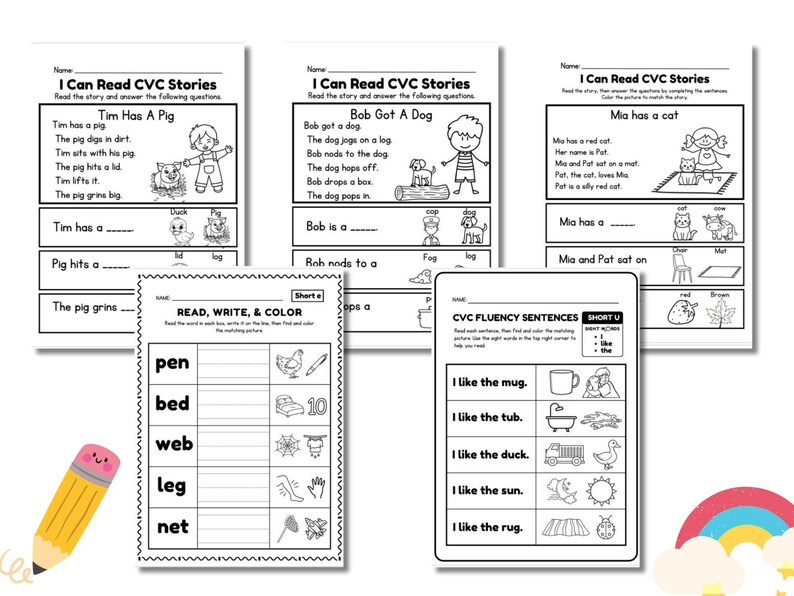 Phonics CVC Word Family Worksheets | Home-school Kindergarten Preschool ...