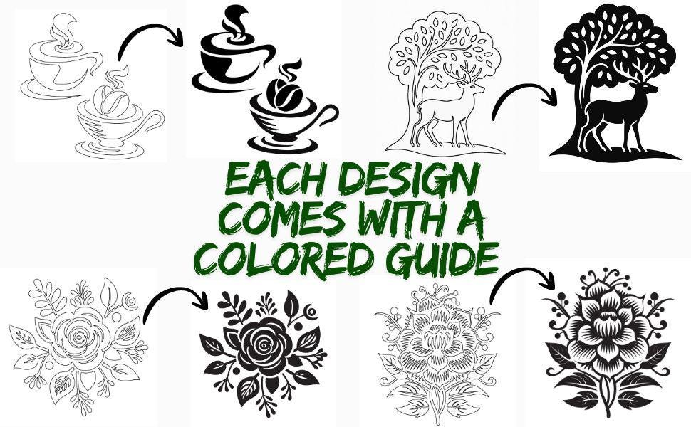 Monochrome Coloring Book Pages—digital Download—50 Designs — One Color ...