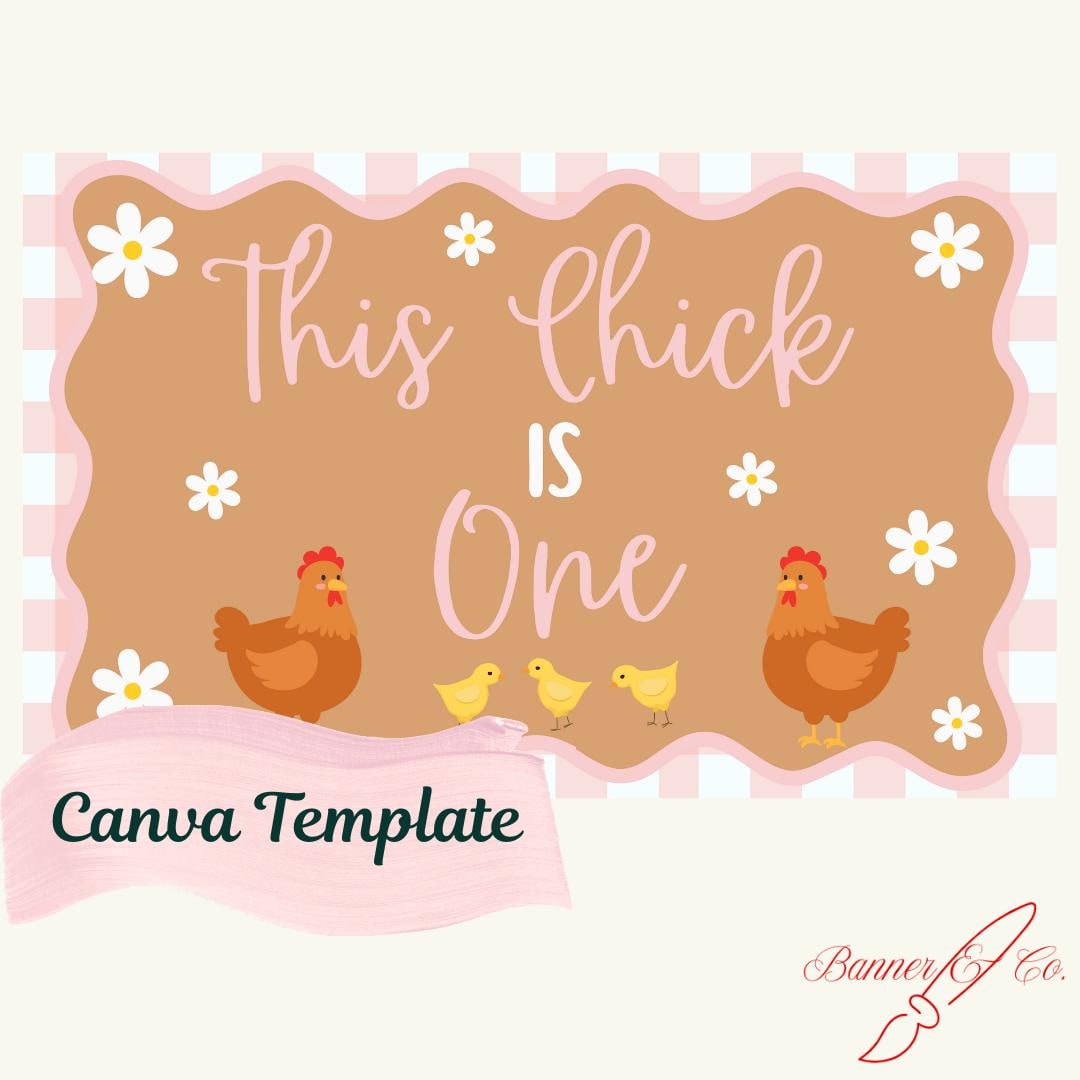 This Chick is One | Digital Banner Template - Etsy