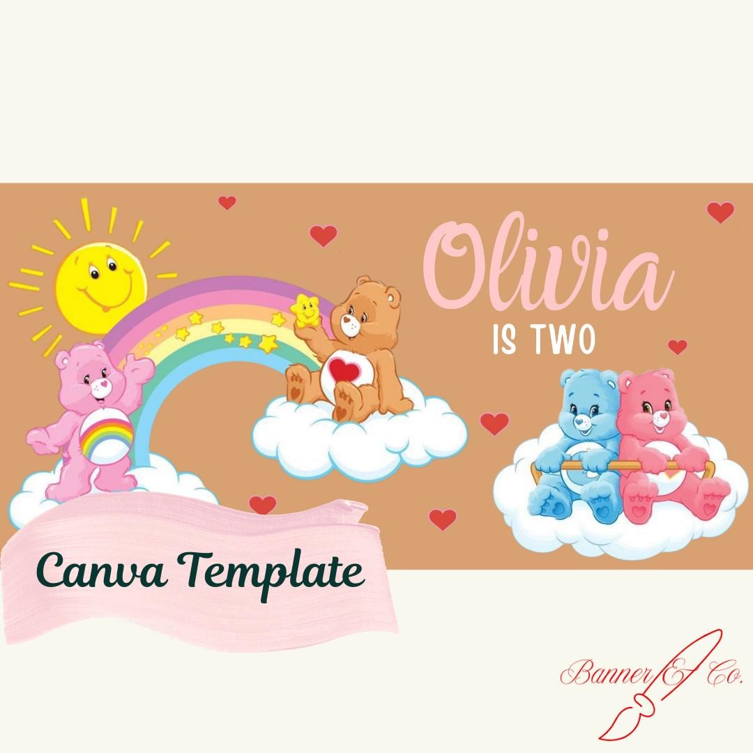 Rainbow Bear Banner Template - Etsy