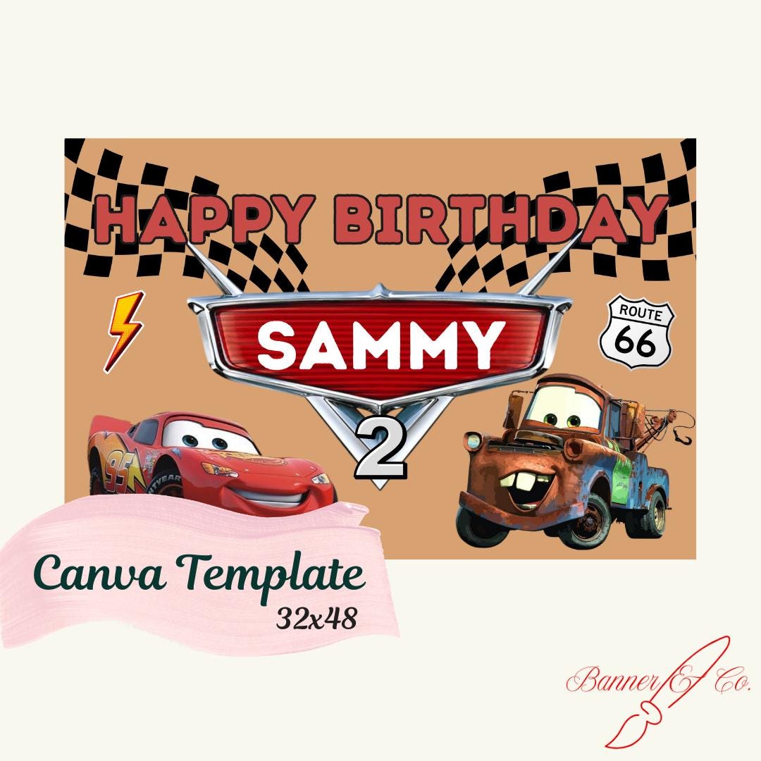 Race Car Birthday Banner Template - Etsy