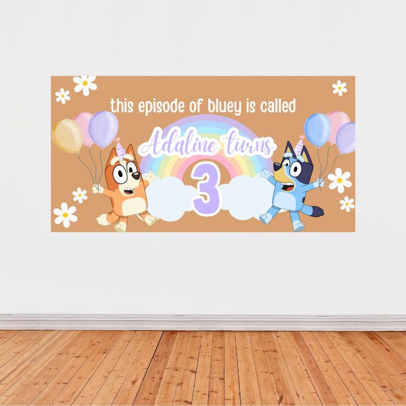 Bluey Birthday Banner | Canva Template - Etsy