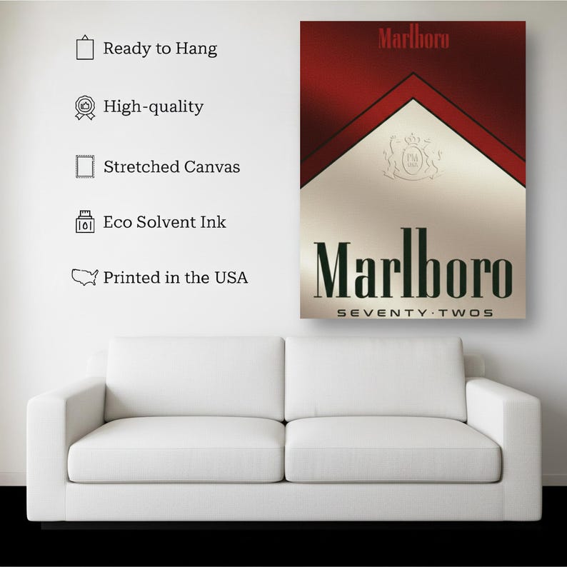 Vintage Marlboro Seventy-twos Canvas Print – Retro Pop Art Wall Decor ...