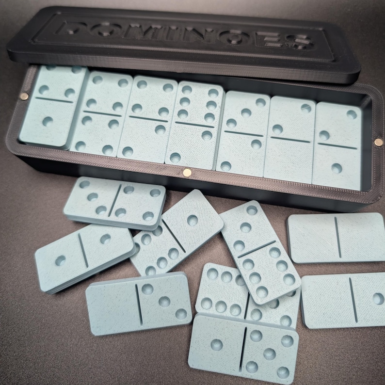 3D Printed Dominoes Set With Magnetic Storage Case - Travel Game - Etsy