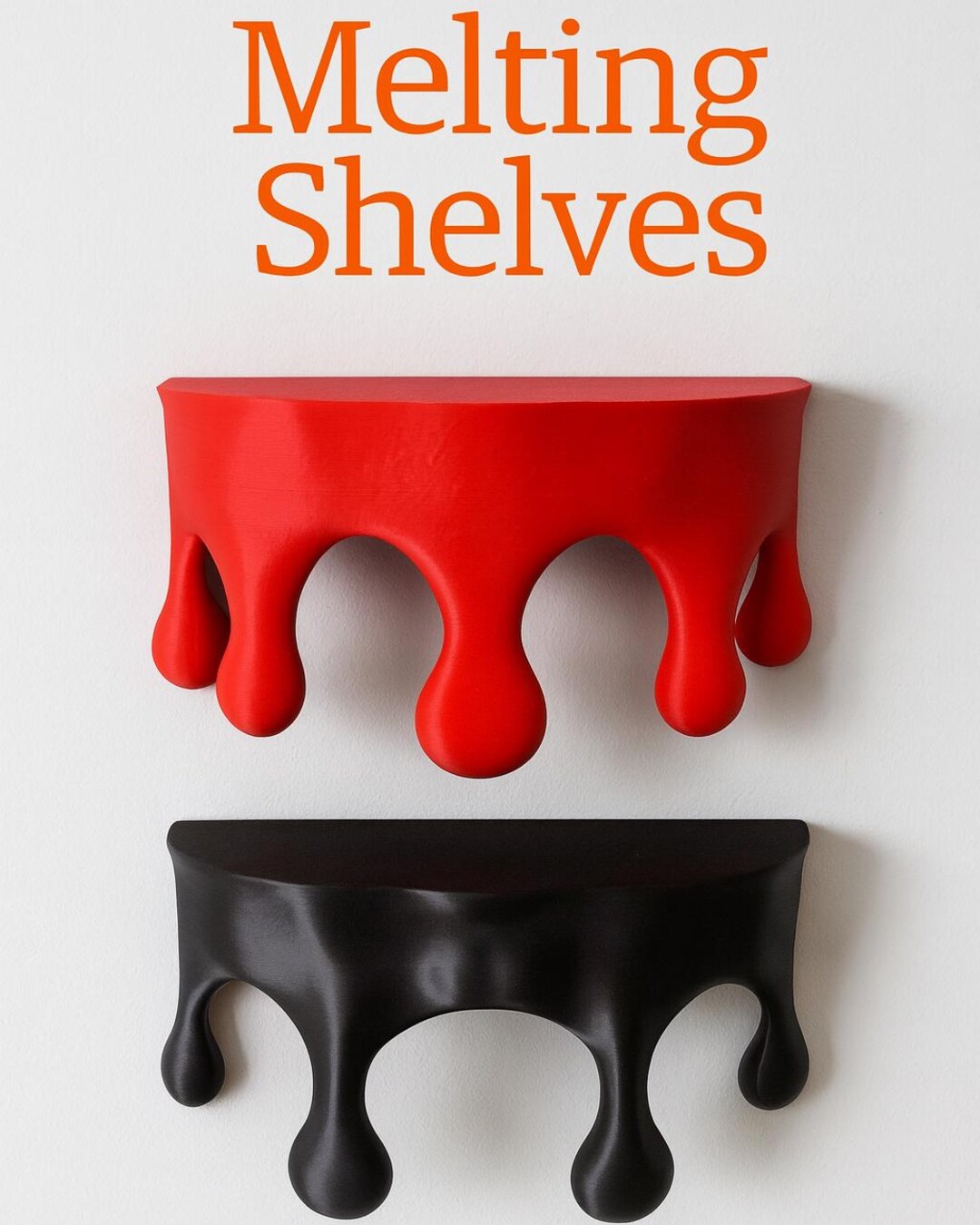 Dripping Melting Wall Shelf — 3D Printed Floating Shelf, Surreal Drip ...