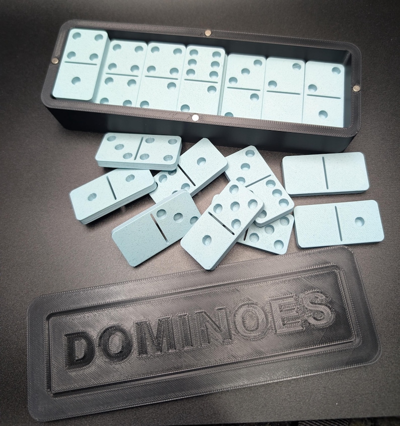 3D Printed Dominoes Set With Magnetic Storage Case - Travel Game - Etsy