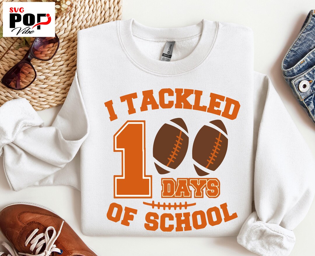 100 Days of School Football SVG: Teacher Shirt Cut File (digital ...