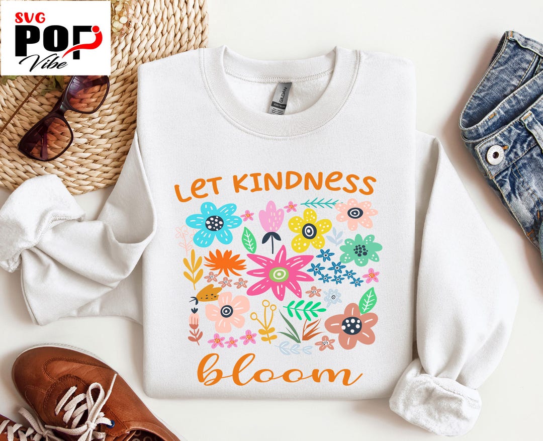 Let Kindness Bloom Svg and Png, Flower Svg, Retro Flower Svg, Boho ...